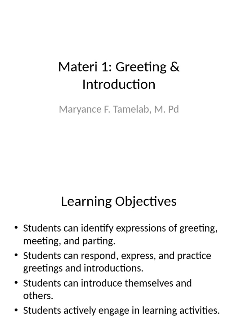 Greeting Introduction Materi | PDF