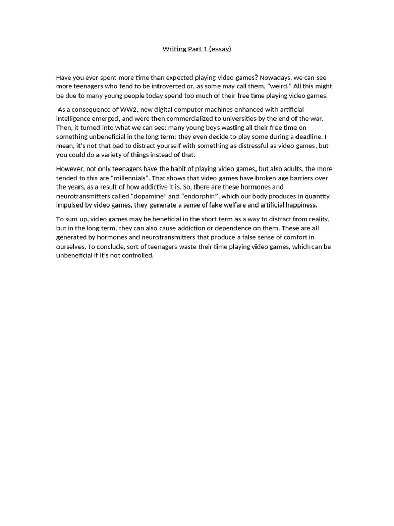 Impact of Video Games on Teens | PDF