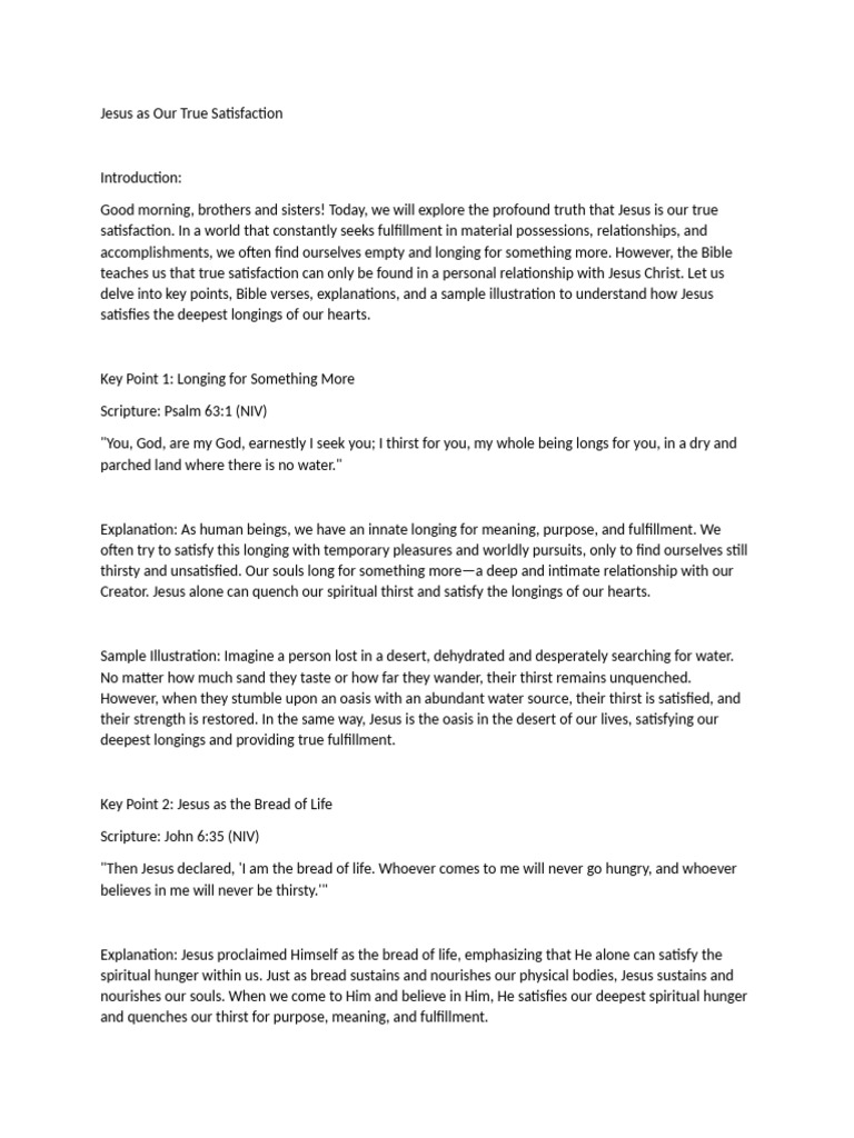 Jesus as Our True Satisfaction | PDF | Jesus | Happiness