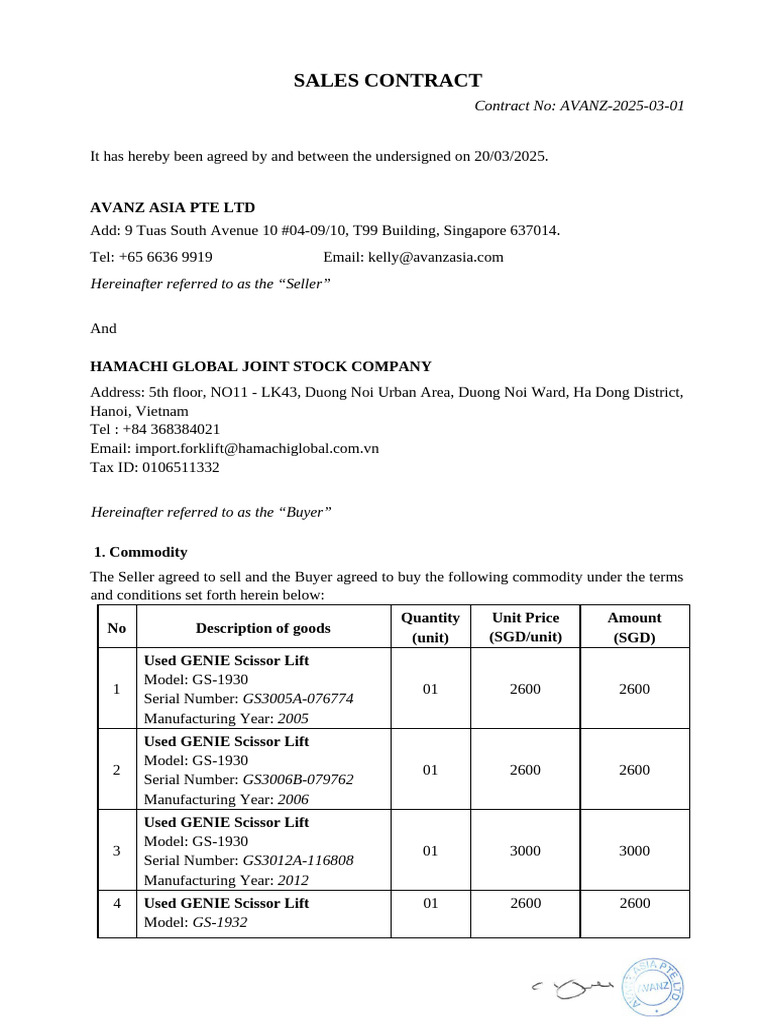 Sales Contract_Hamachi (Final) | PDF | Arbitration | Private Law