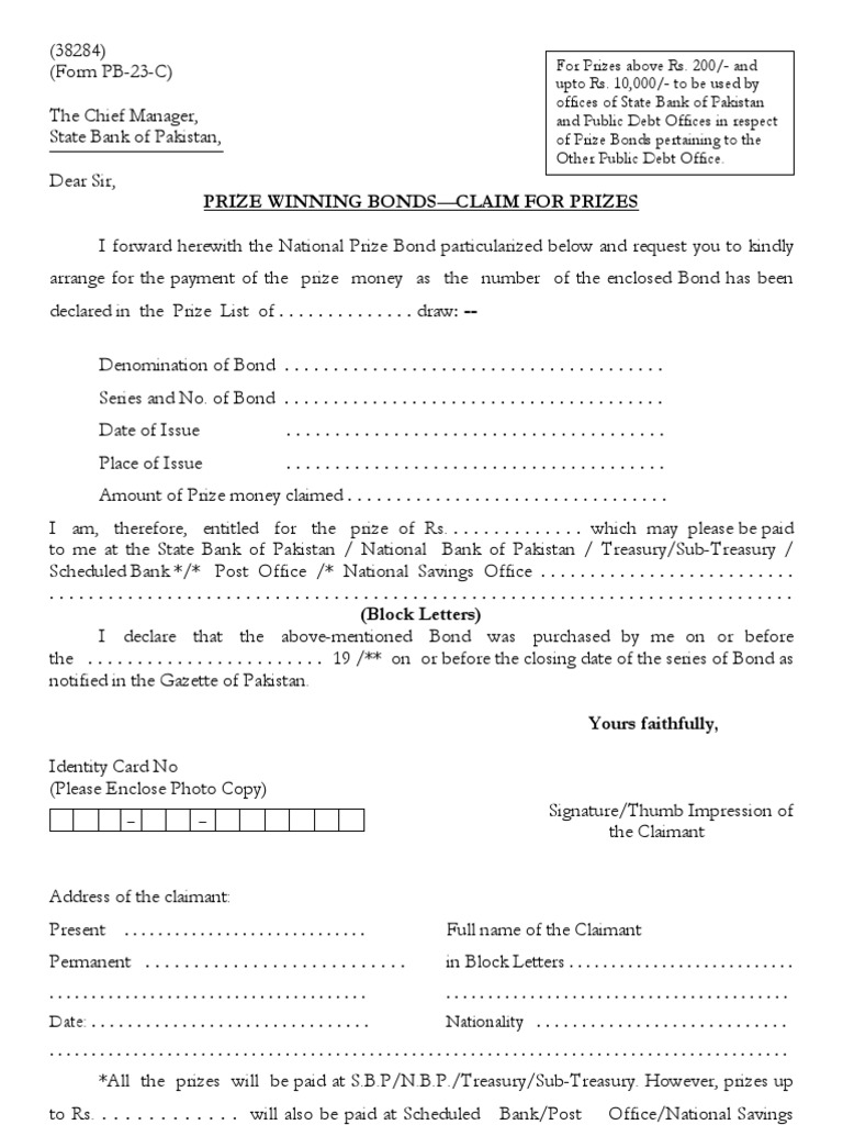 PB Claim Form | Bonds (Finance) | Money