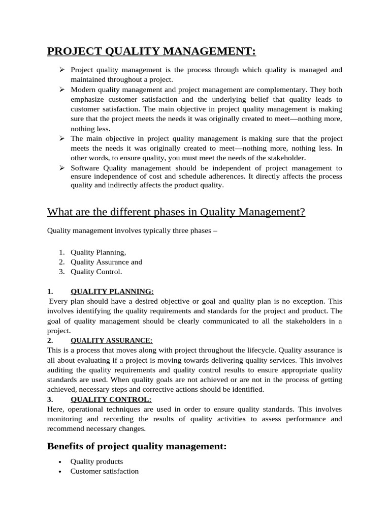 Unit-III Project Quality Management | PDF | Project Management ...