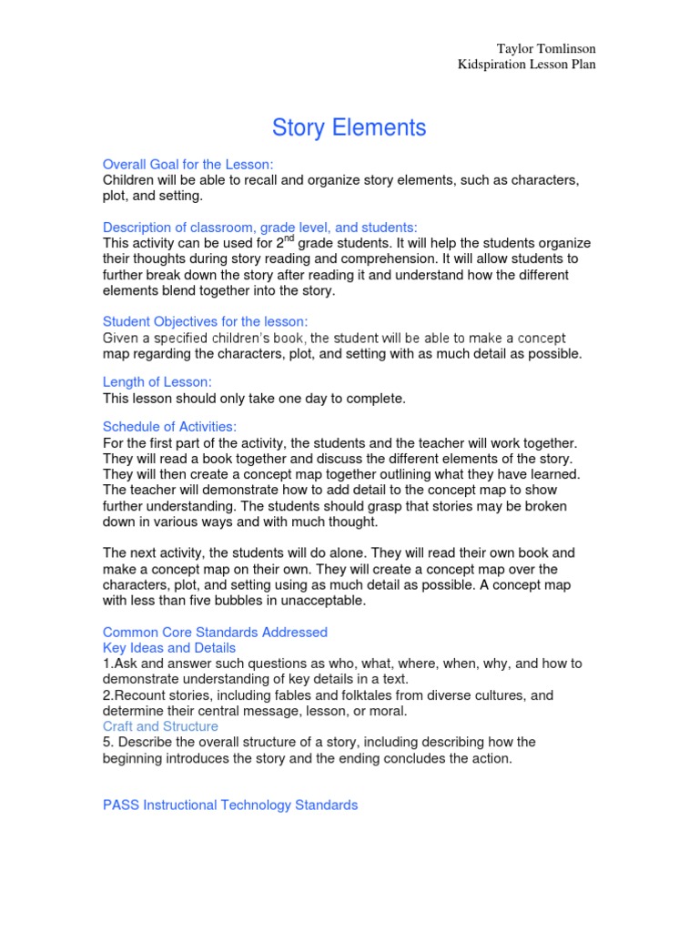 Story Elements | PDF | Educational Assessment | Teaching
