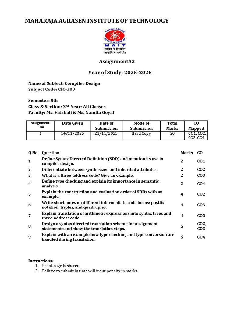 Compiler Design Assignment-3 | PDF | Compiler | Software Development