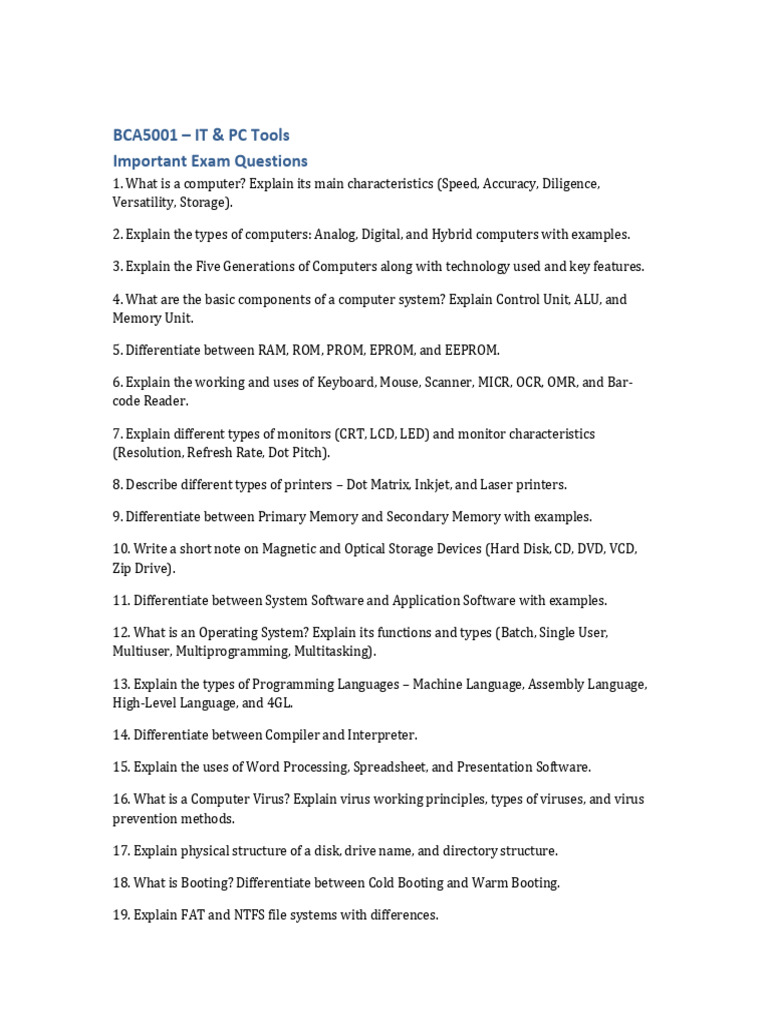 Essential IT Exam Questions Guide | PDF