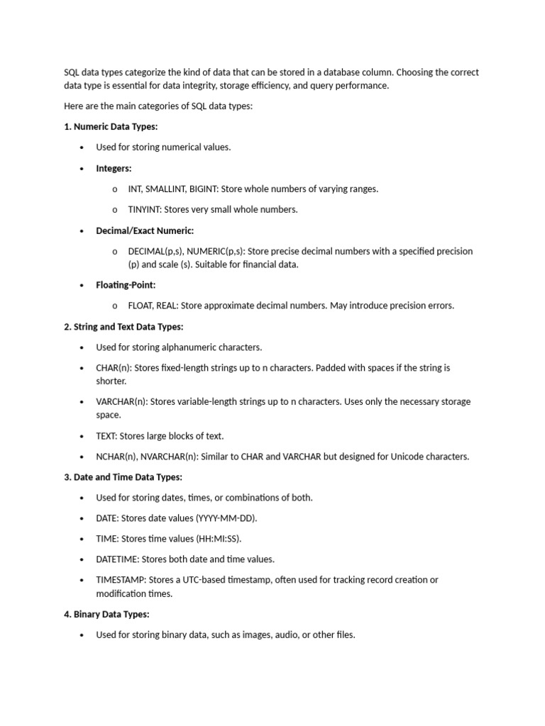 SQL Data Types | PDF