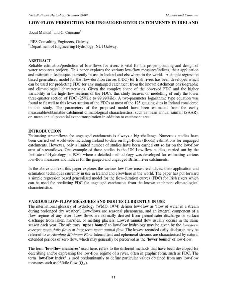 Low-Flow Prediction in Irish Rivers | PDF | Drainage Basin | Regression ...