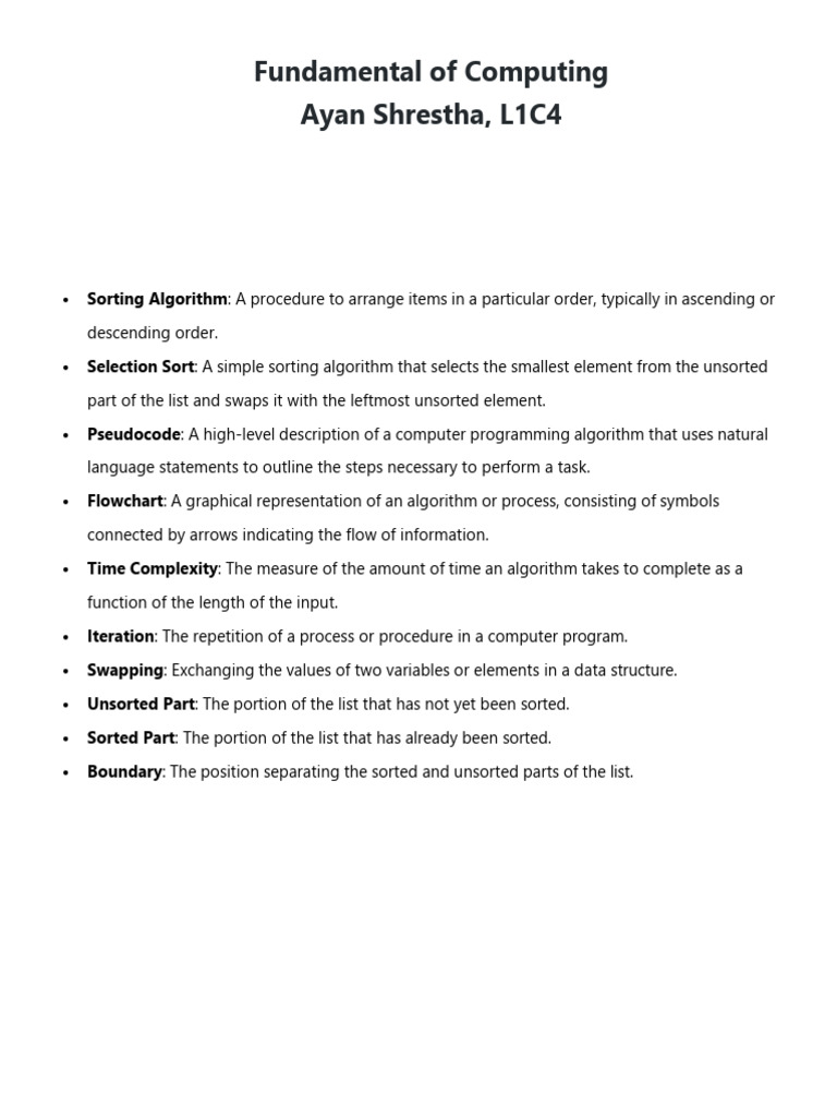 Sorting Algorithms and Pseudocode Guide | PDF