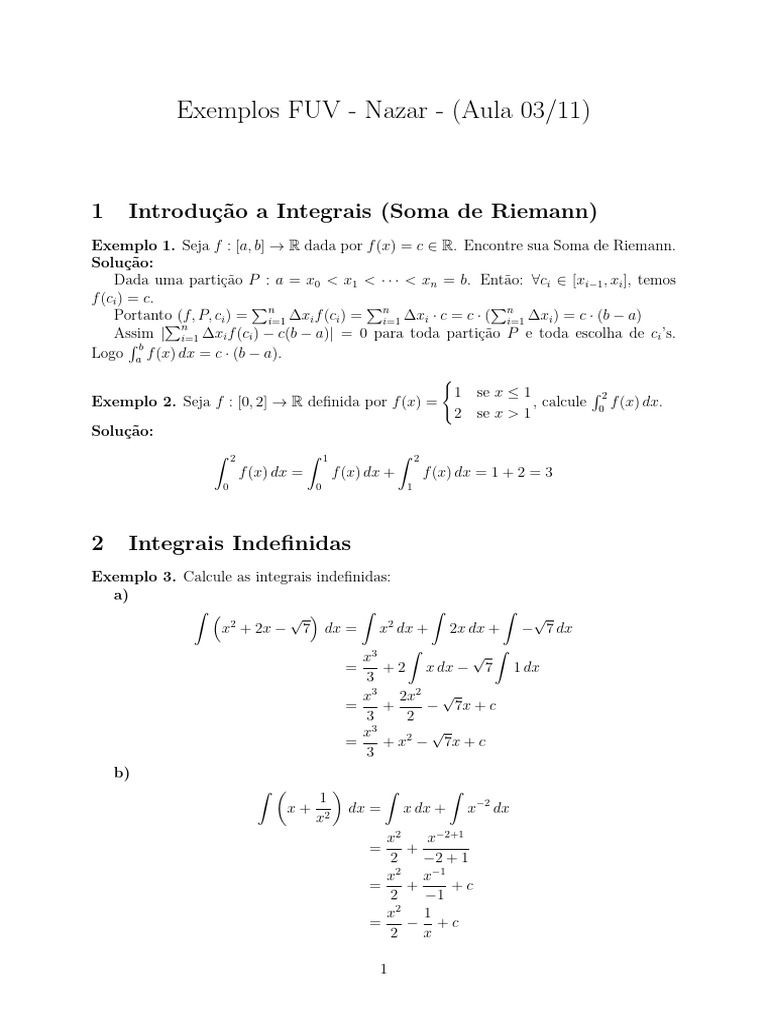 Exemplos de FUV - Nazar - (Aula 03-11) (1) | PDF