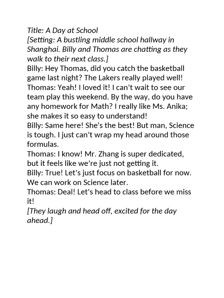 Billy and Thomas Script | PDF