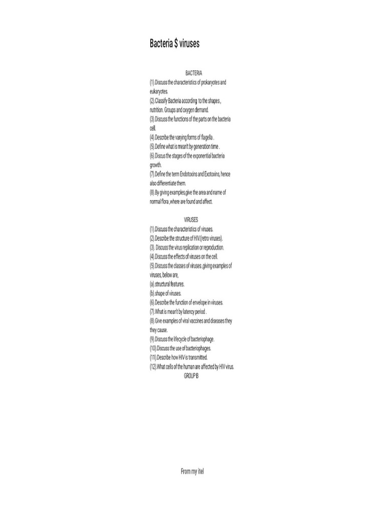 Bacteria and Virus Questions | PDF