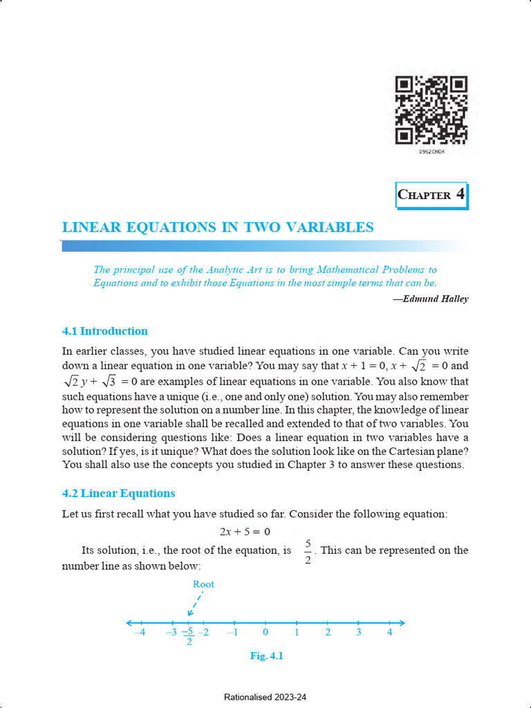 4 Linear Equations in Two Variables | PDF | Equations | Variable ...