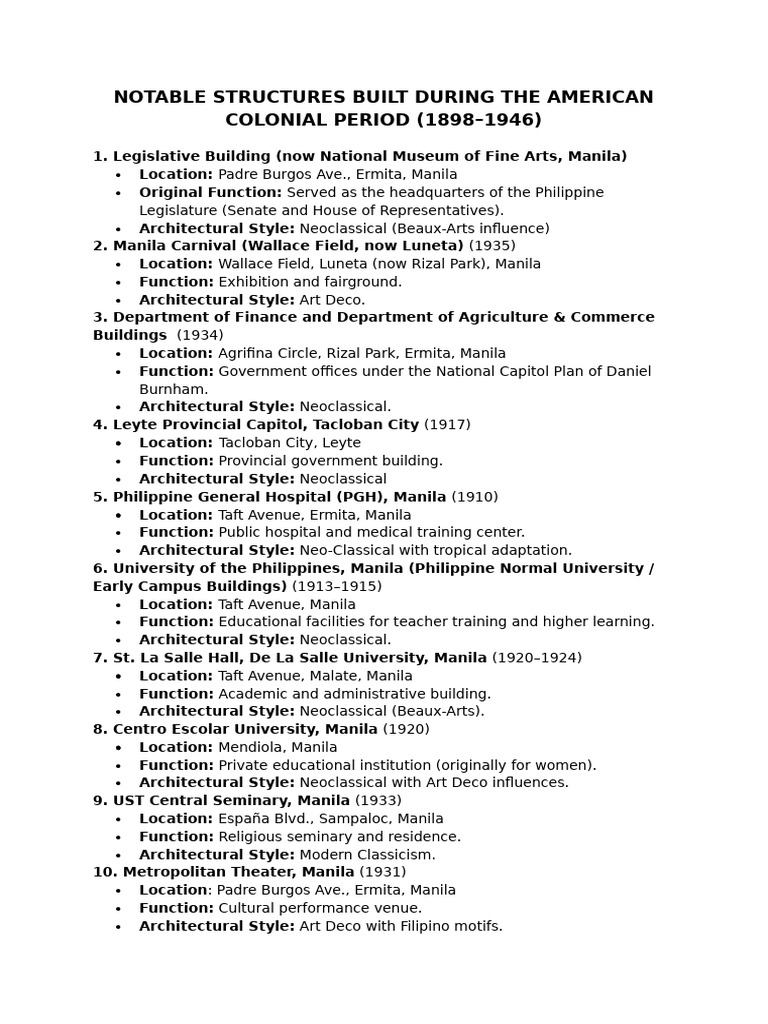 Colonial Era Notable Structures in Manila | PDF | Manila | Chess Theory