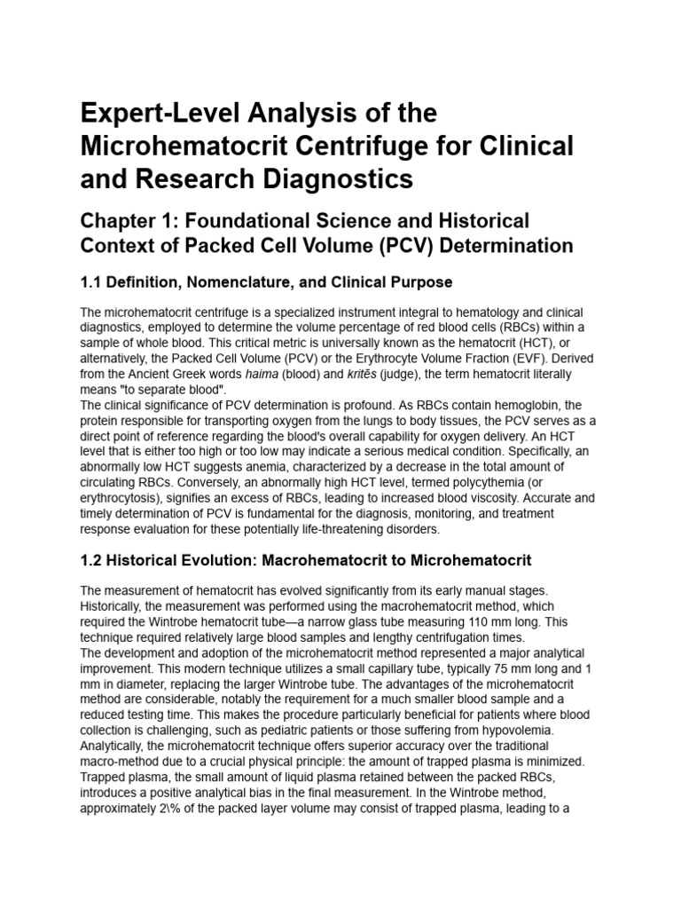 Microhematocrit Centrifuge Insights | PDF | Tissue (Biology) | Blood