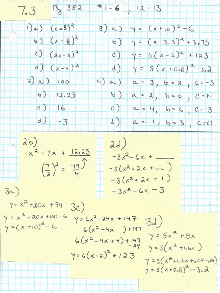 Alg 2H key 7-3 382-1 | PDF