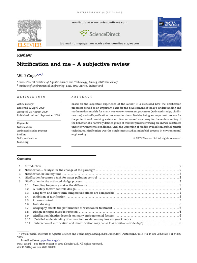 Nitrification and Me - A Subjective Review | PDF | Sewage Treatment ...