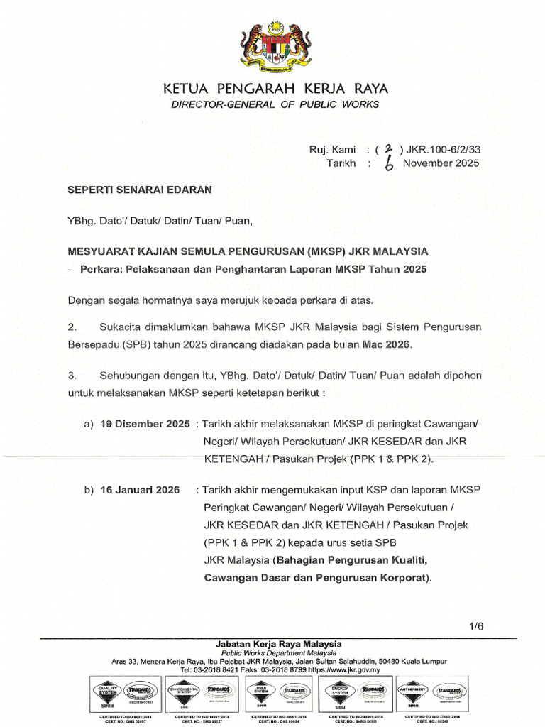 SAKPKR MKSP JKR MALAYSIA - Pelaksanaan Dan Penghantaran Laporan MKSP ...