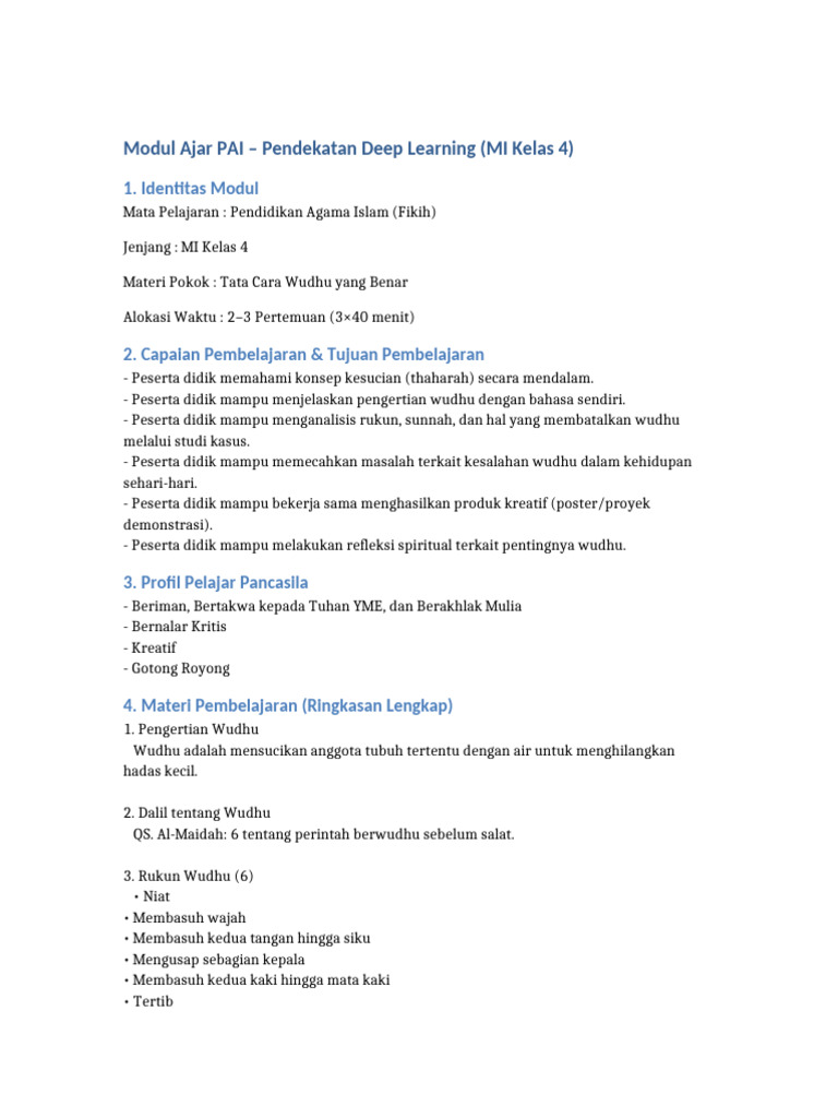 Modul Ajar Fikih DeepLearning MI Kelas4 Lengkap | PDF