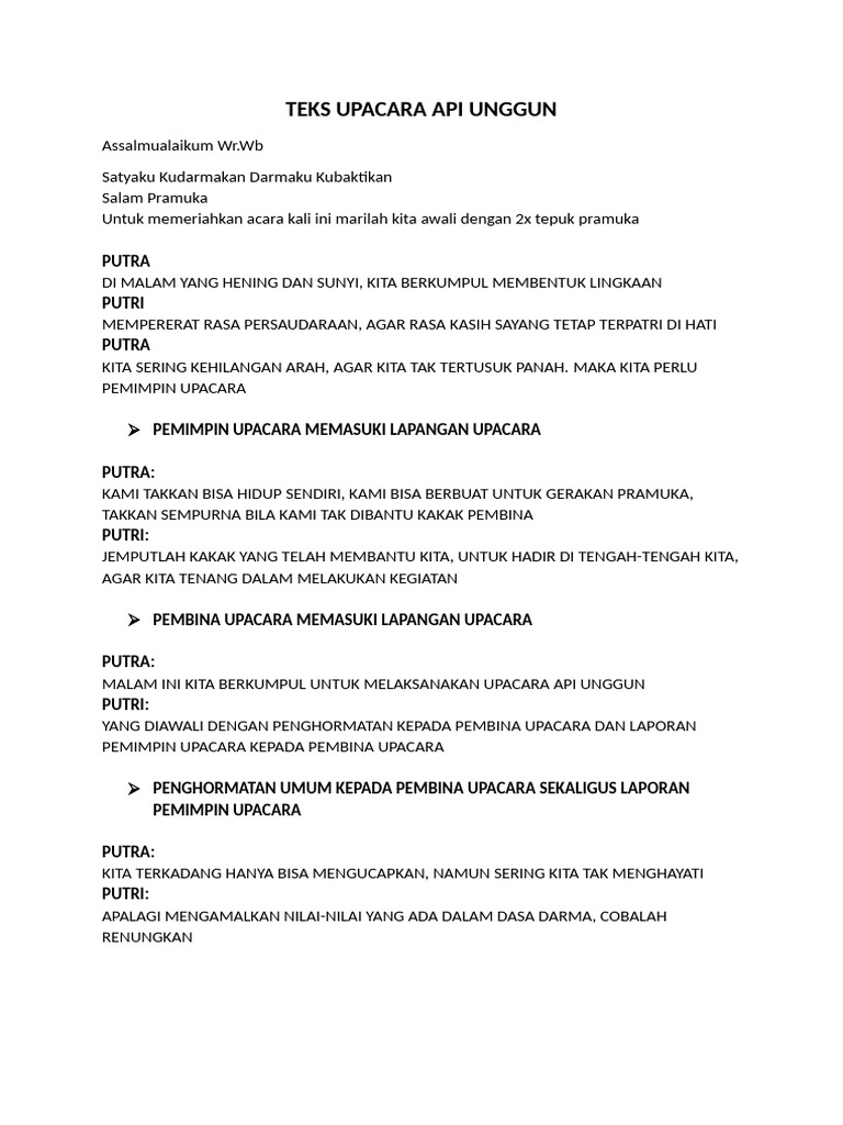 Teks Upacara API Unggun | PDF