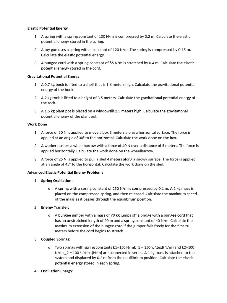 Elastic Potential Energy | PDF | Potential Energy | Force