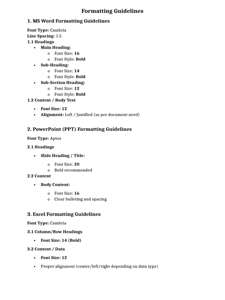 MS Word Formatting Guidelines | PDF