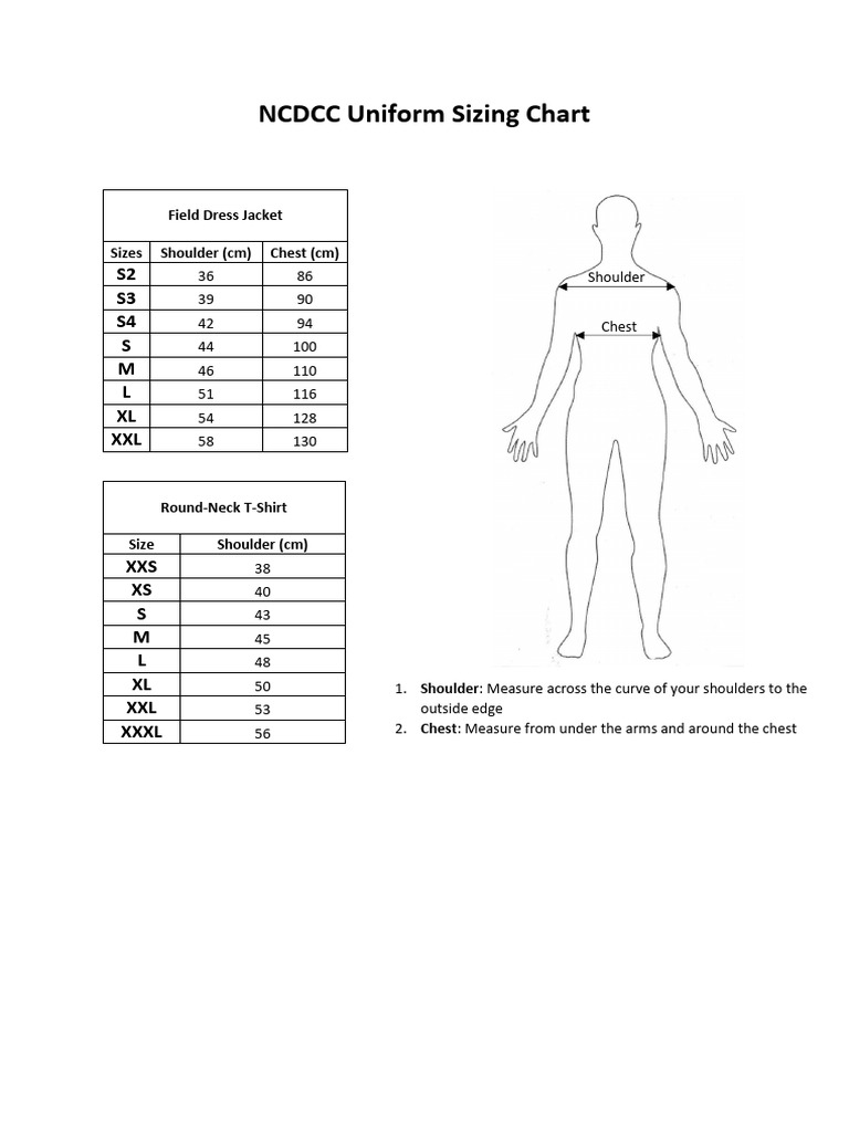 NCDCC Uniform Size Guide | PDF | Military Uniforms | Dress Codes