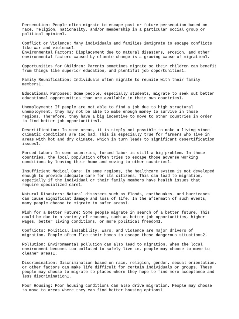 Migration Causes | PDF | Human Migration | Poverty