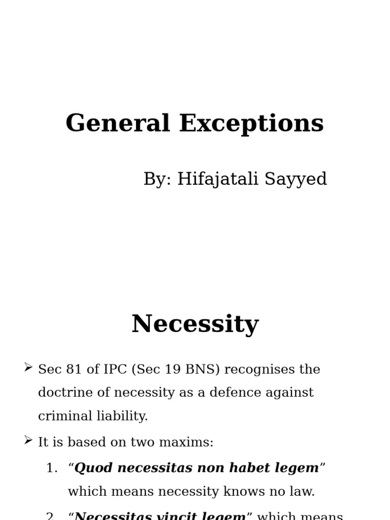 General Exceptions (Sec 81-84) | PDF | Insanity Defense | Crimes