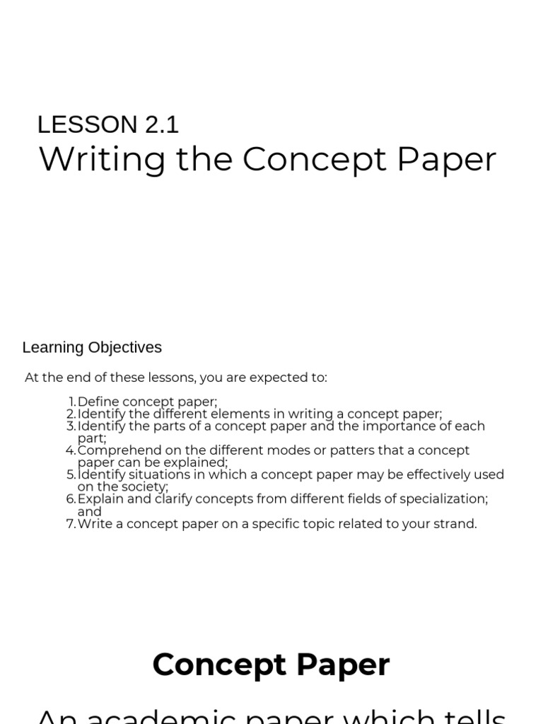 Writing a Concept Paper Guide | PDF | Definition | Concept