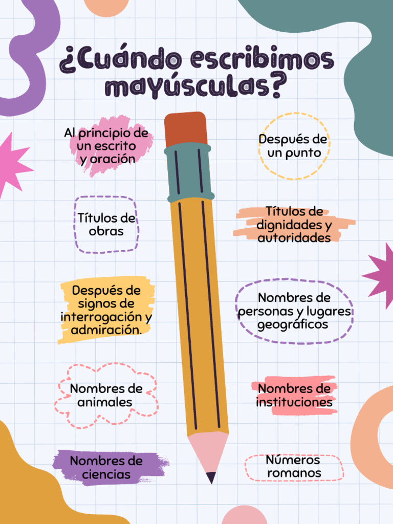 Póster Escolar Cuando Escribimos Con Mayúsculas Colorido Ilustrado | PDF