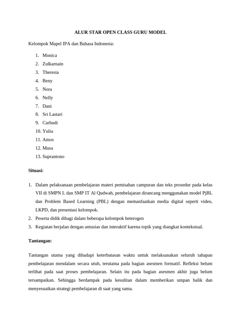 Alur Pembelajaran PjBL Kelas VII | PDF