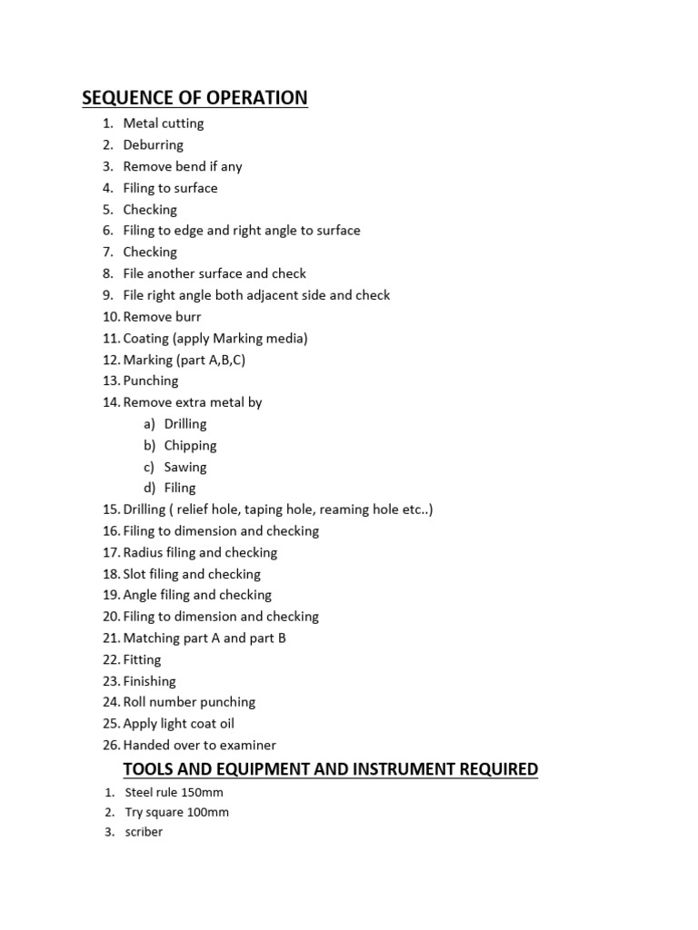 Sequence of Operation and Tools and Equipment (1) | PDF | Drilling | Tools
