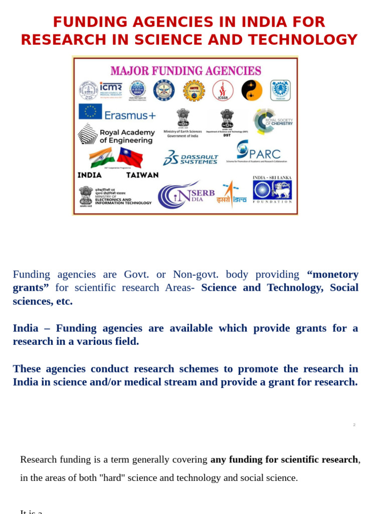 Research Funding Agencies, Govt of India | PDF | Biotechnology ...