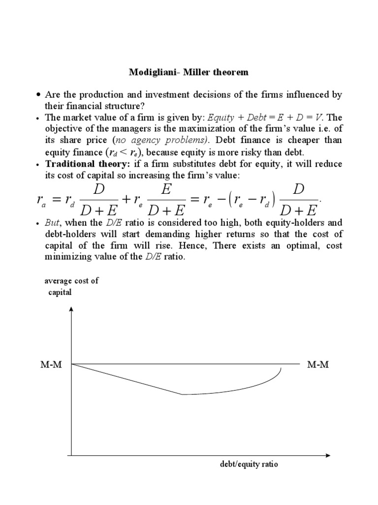 Modigliani-Miller Theorem Explained | PDF | Finance & Money Management ...