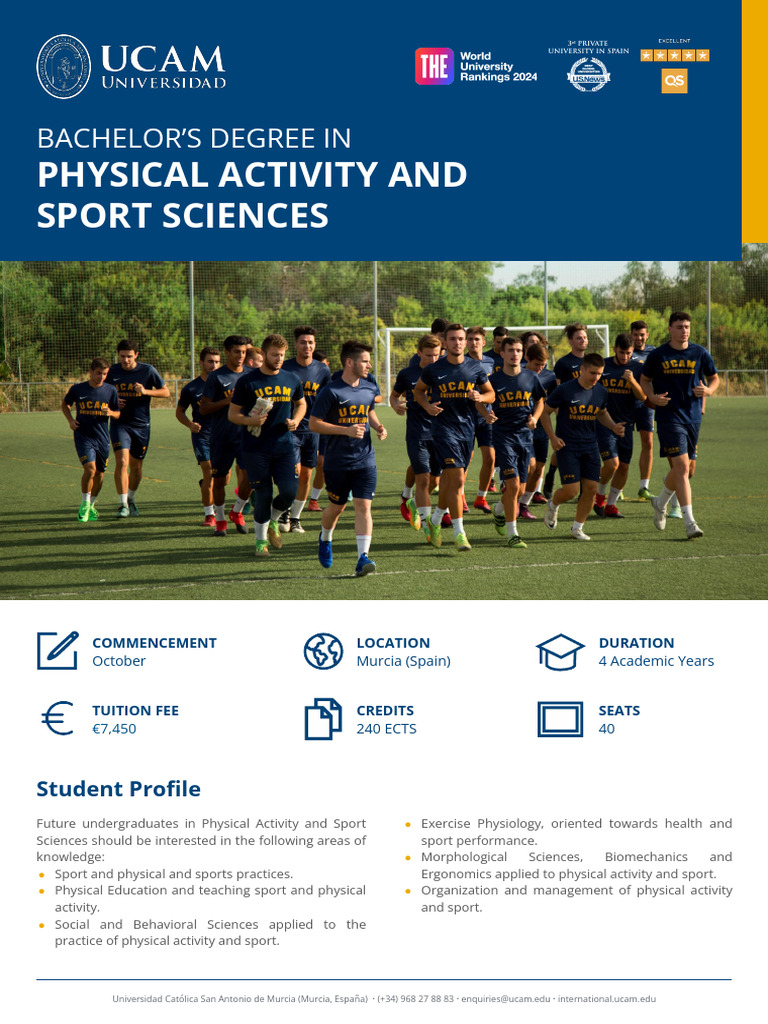 Ucam Bachelor Degree in Physical Activity and Sport Sciences | PDF