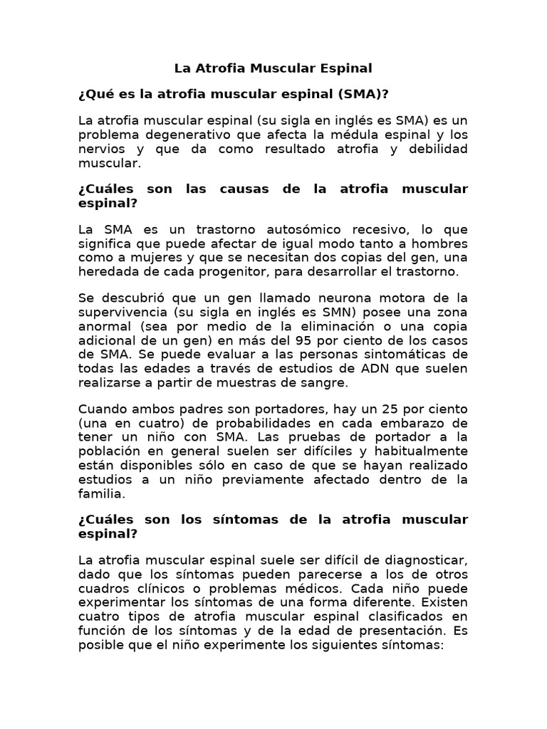 La Atrofia Muscular Espinal | PDF | Electromiografia | Enfermedades y ...