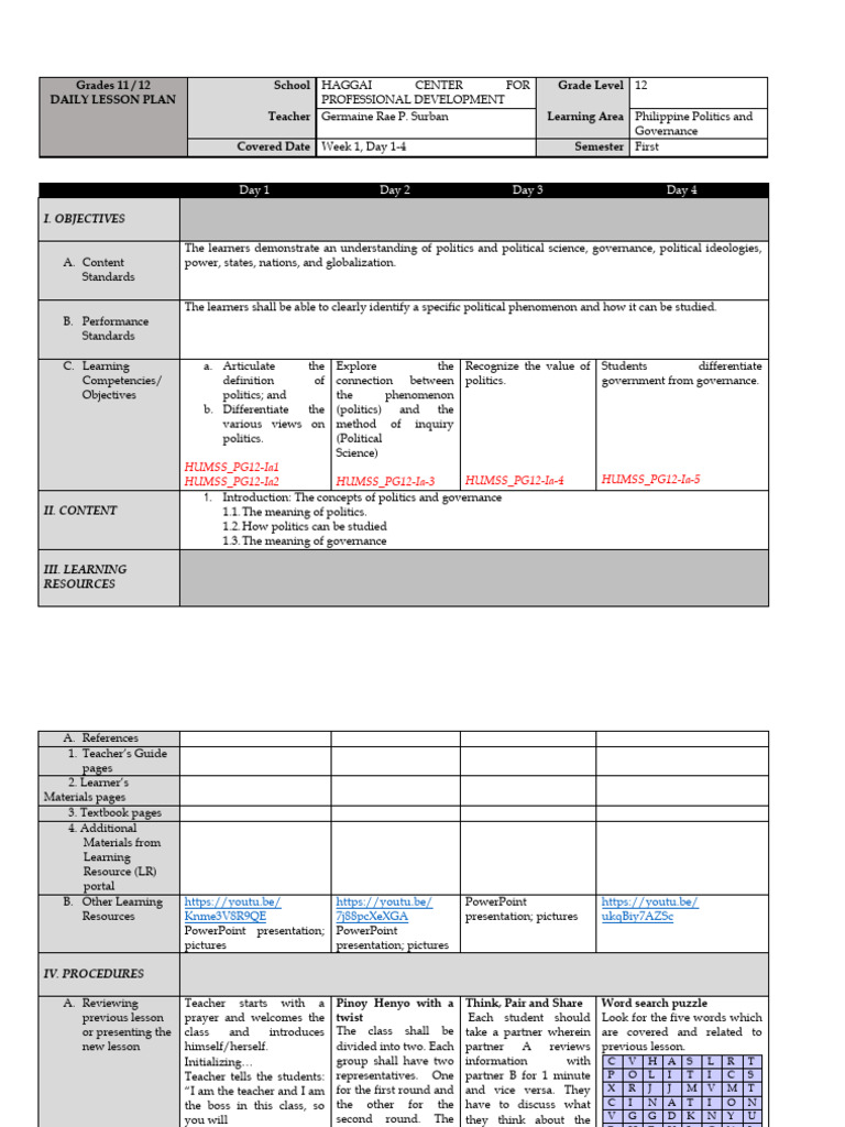 1-Year Lesson Plan (1) (One Year) | PDF | Ideologies | Liberalism