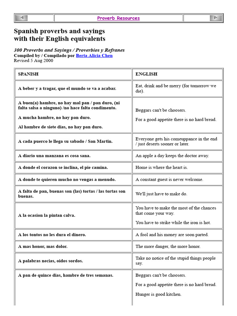 300 Proverbios y Refranes - Proverbs and Sayings | PDF