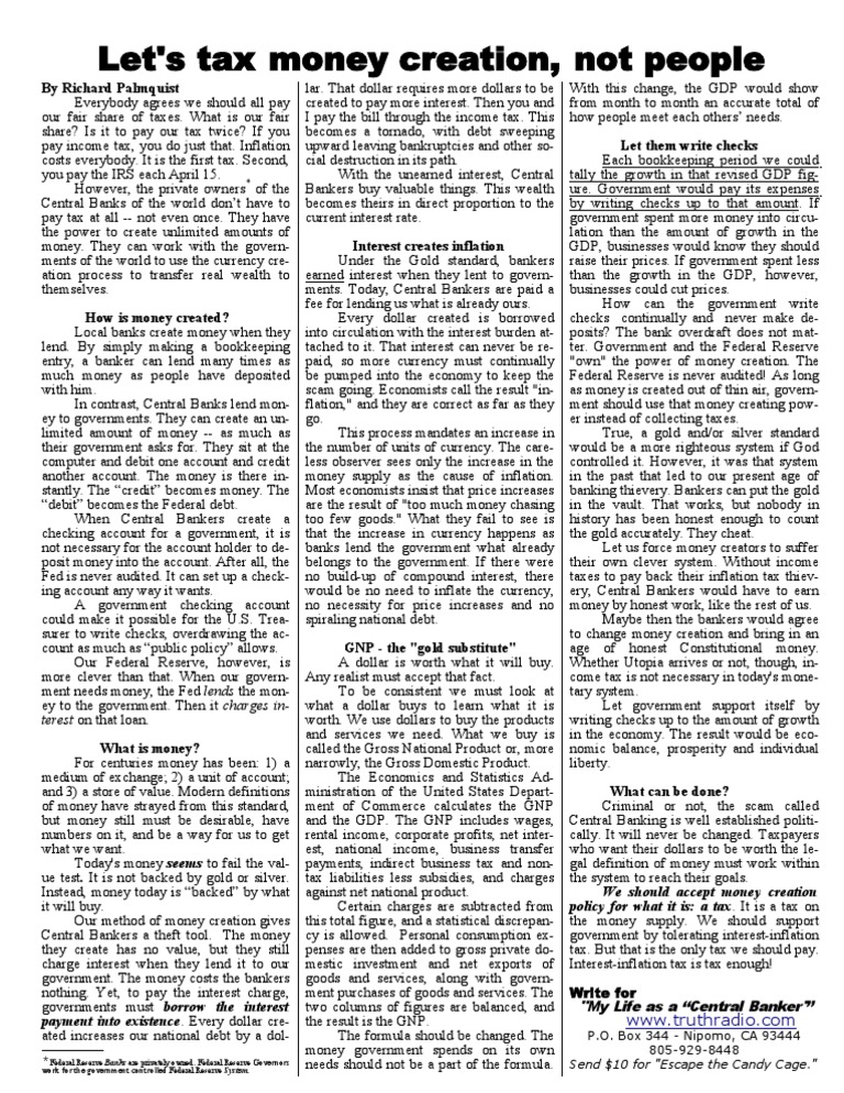 Tax Money Not People | PDF | Money | Gross Domestic Product