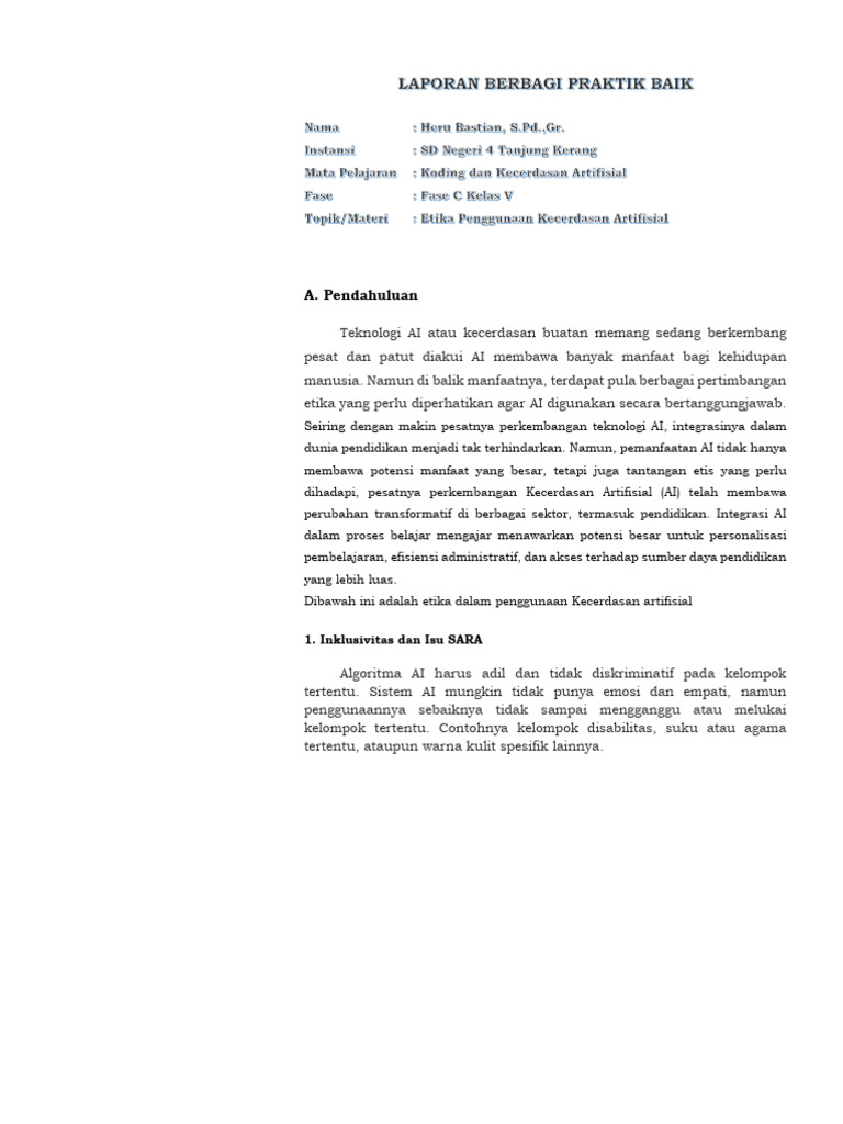 Laporan Berbagi Praktik Baik Pengimbasan Pembelajarn Koding | PDF