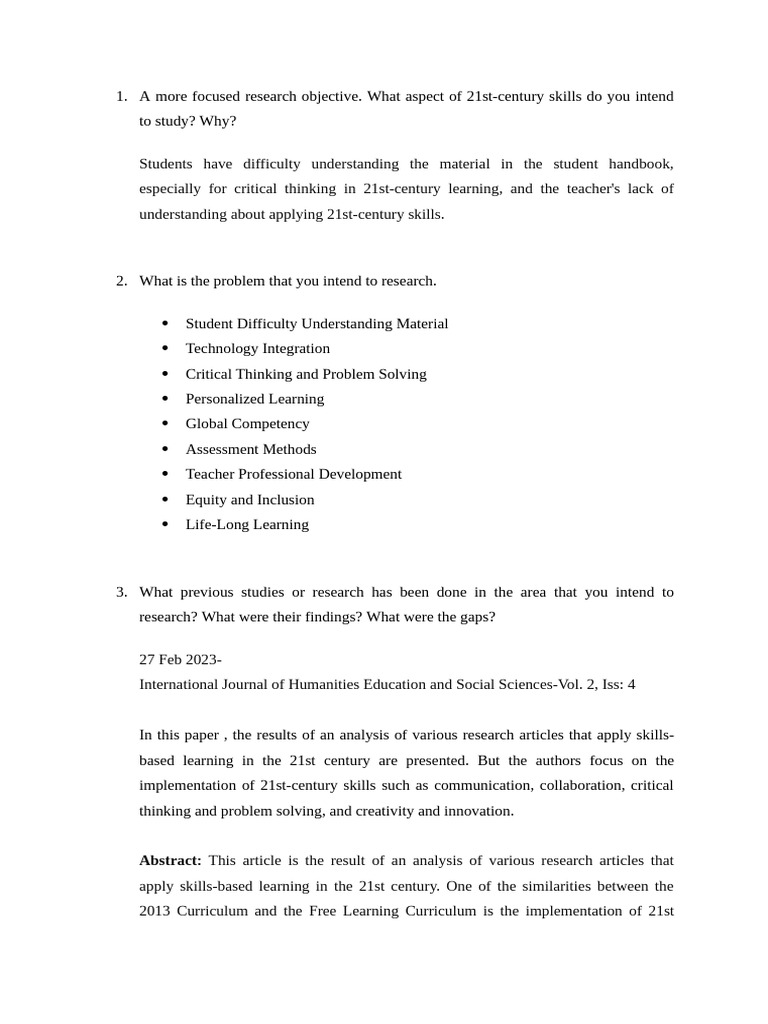 A More Focused Research Objective | PDF | Quantitative Research ...