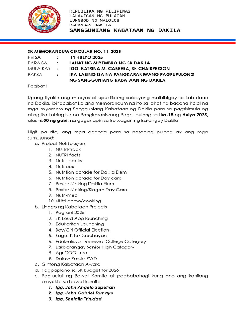 SK Memo 11-2025 July 19 | PDF