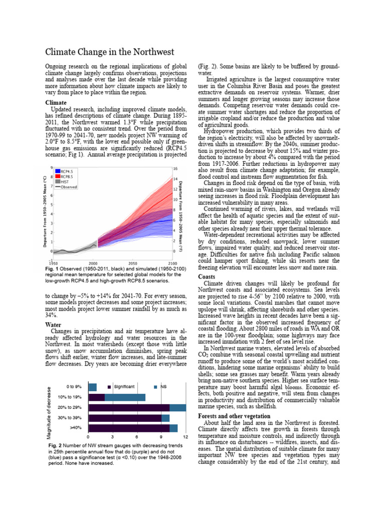 Northwest Climate Assessment Report Two Page Summary 2 | PDF | Climate ...