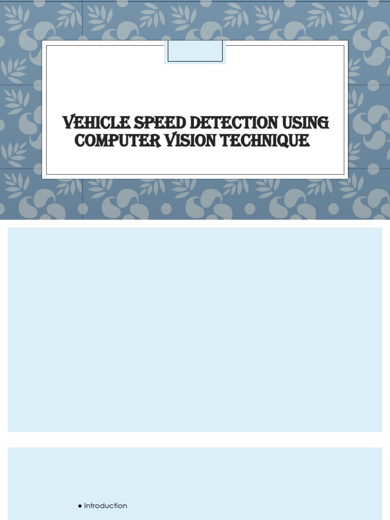 Vehicle Speed Detection with CV Techniques | PDF | Computer Vision ...