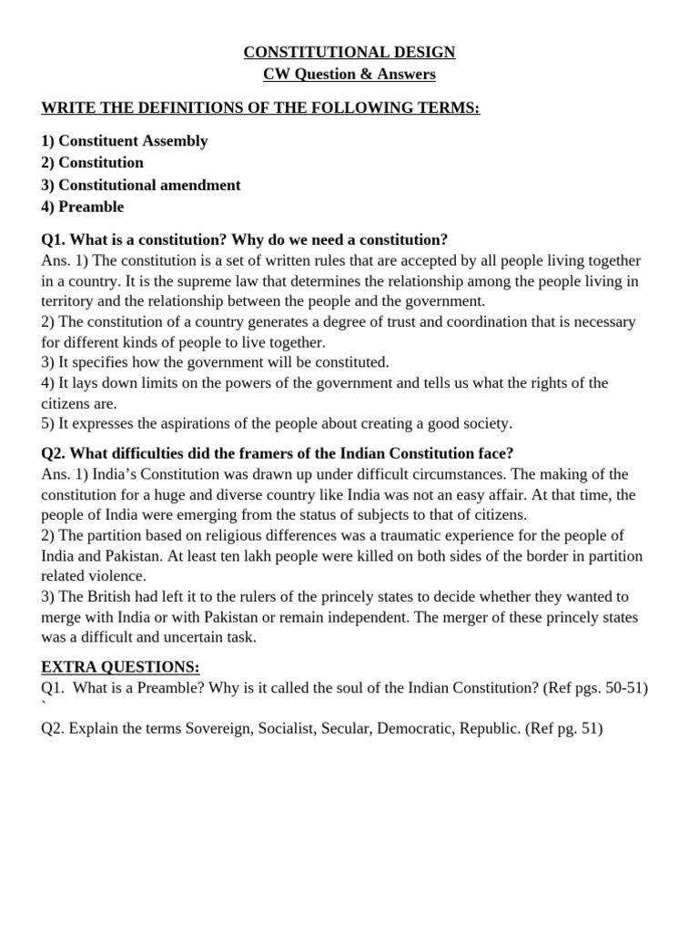 CW Constitutional Design - CW Notes | PDF