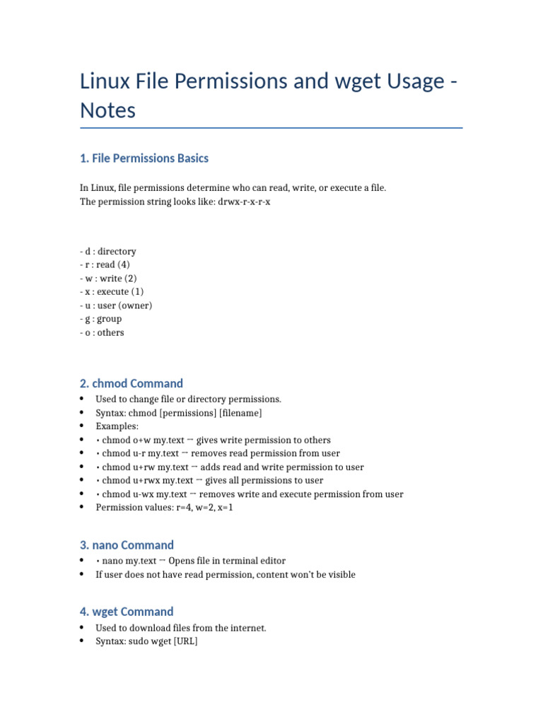 Linux File Permissions (Wget) | PDF