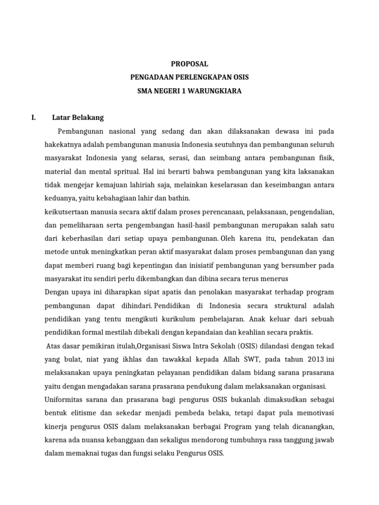 Proposal Pengadaan Perlengkapan OSIS | PDF
