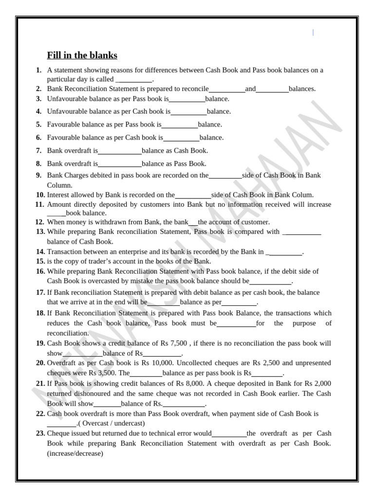 Brs Assignment | PDF | Debits And Credits | Cheque