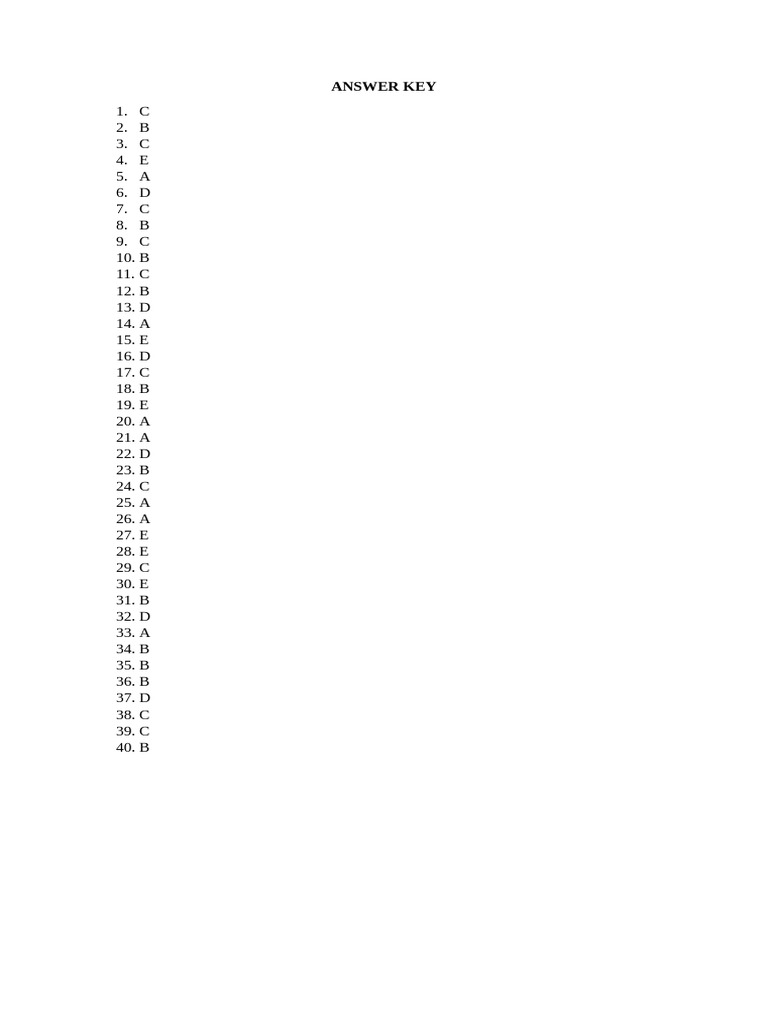 Answer Key for Quiz Questions | PDF