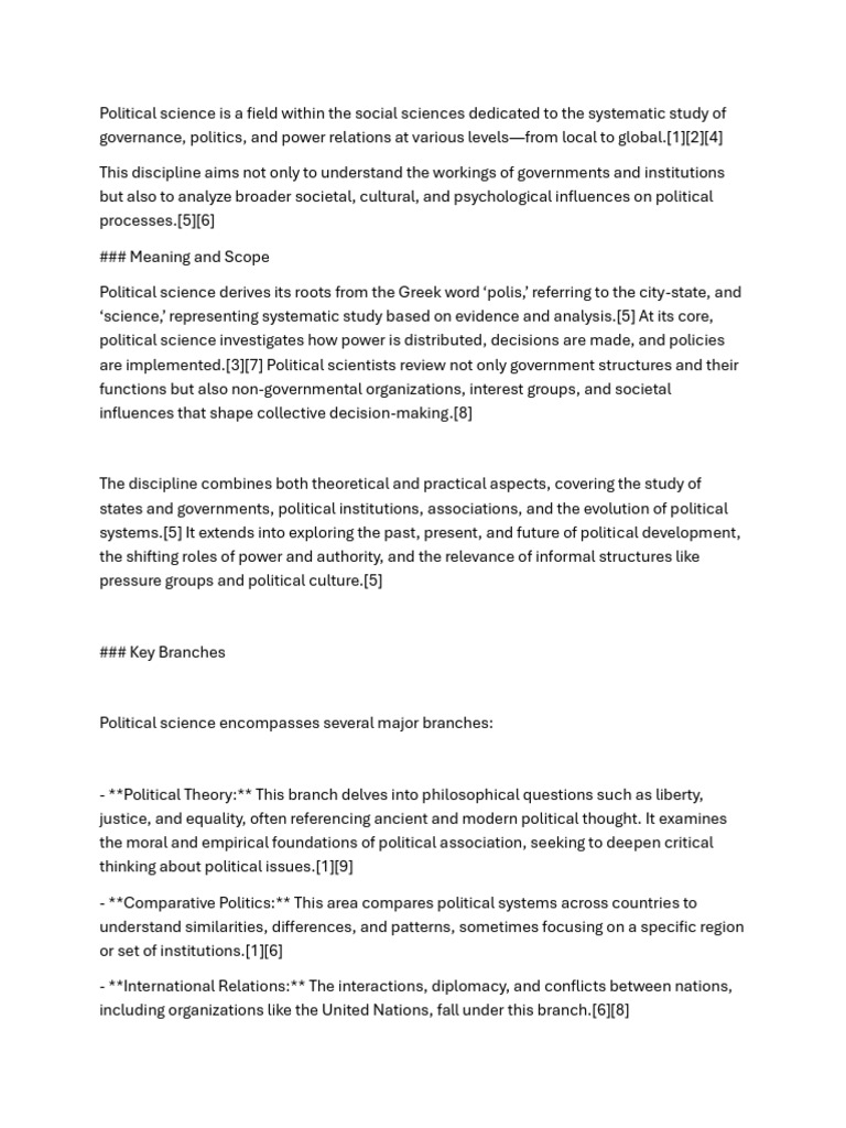 Overview of Political Science Discipline | PDF | Political Science ...